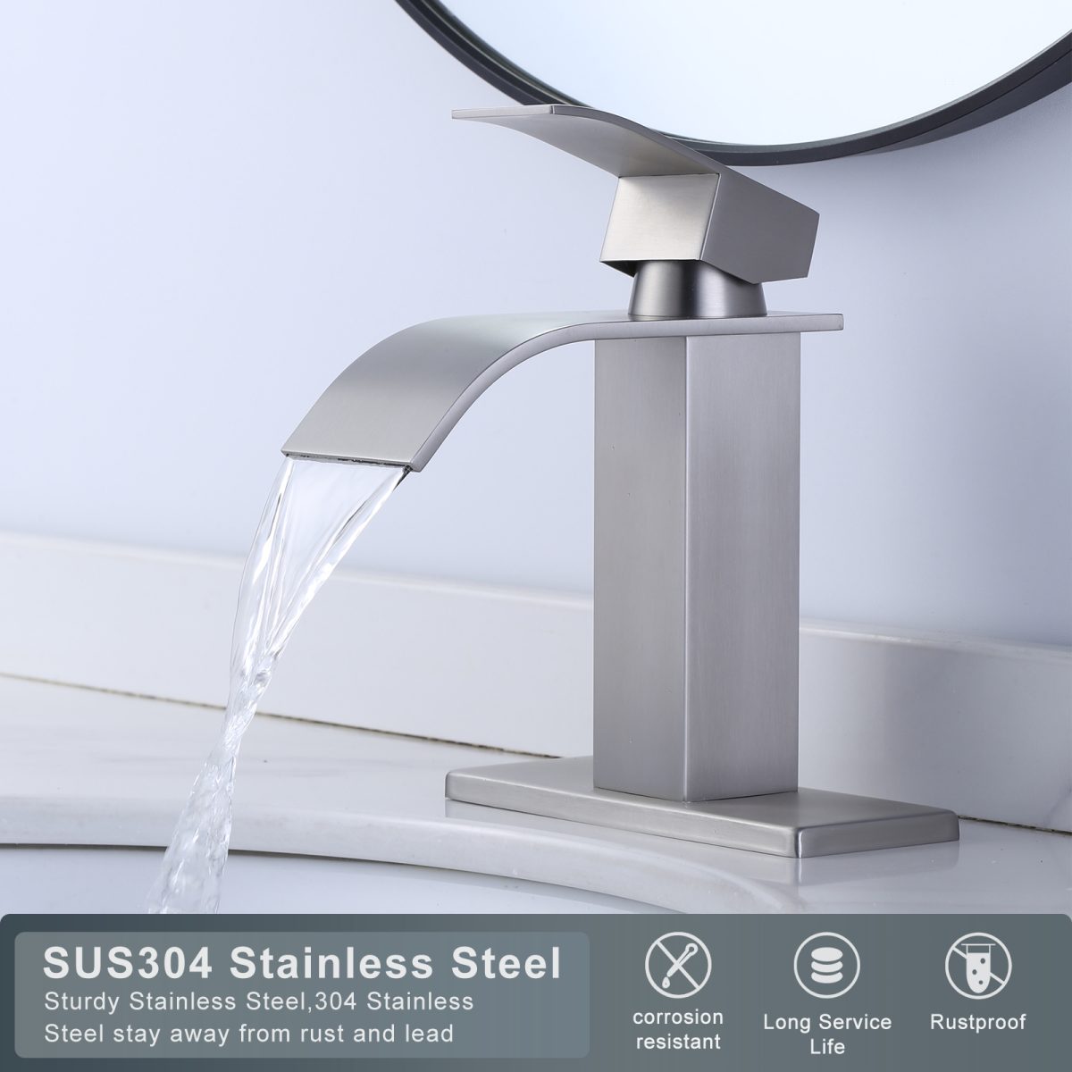 ALEASHA 4 in. Center set Single Handle High Arc Bathroom Faucets with ...