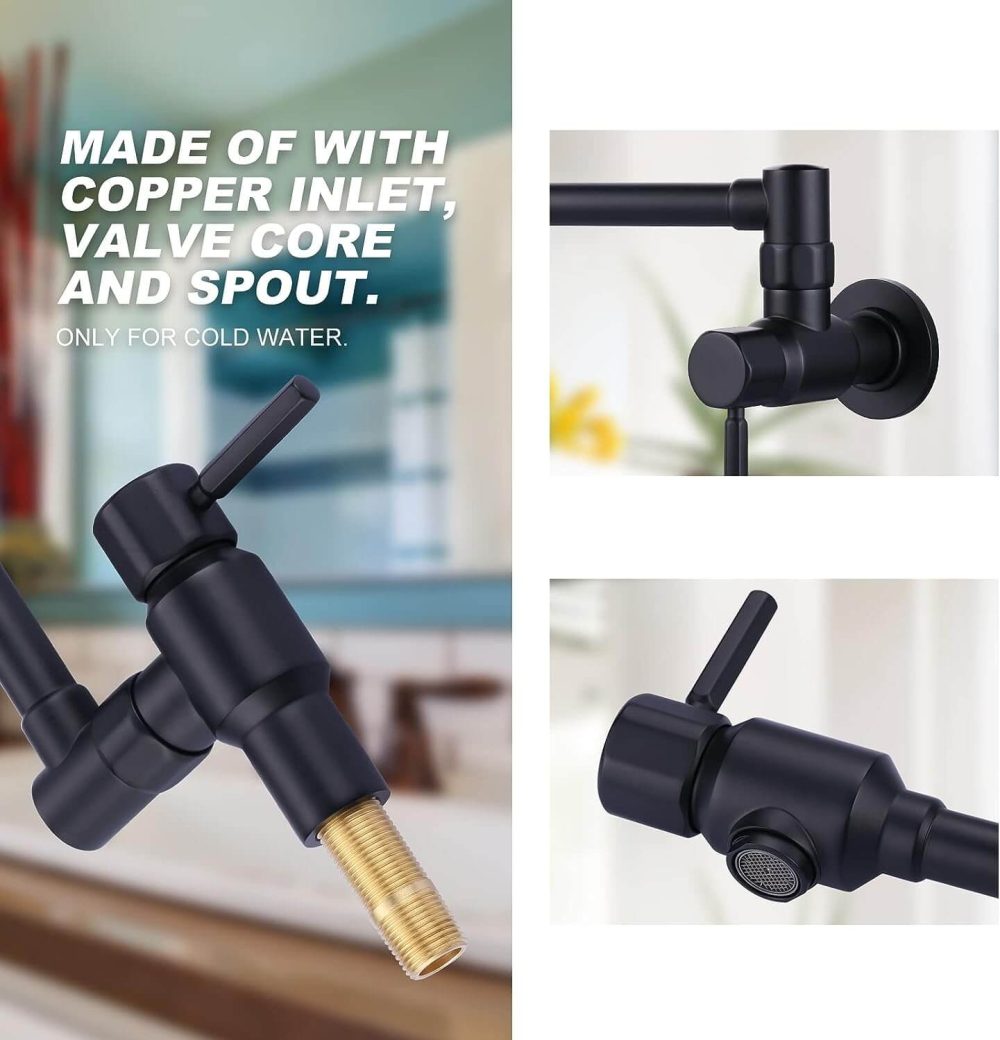 ALEASHA Solid Brass Made Matte Black Pot Filler Faucet, Wall Mount ...