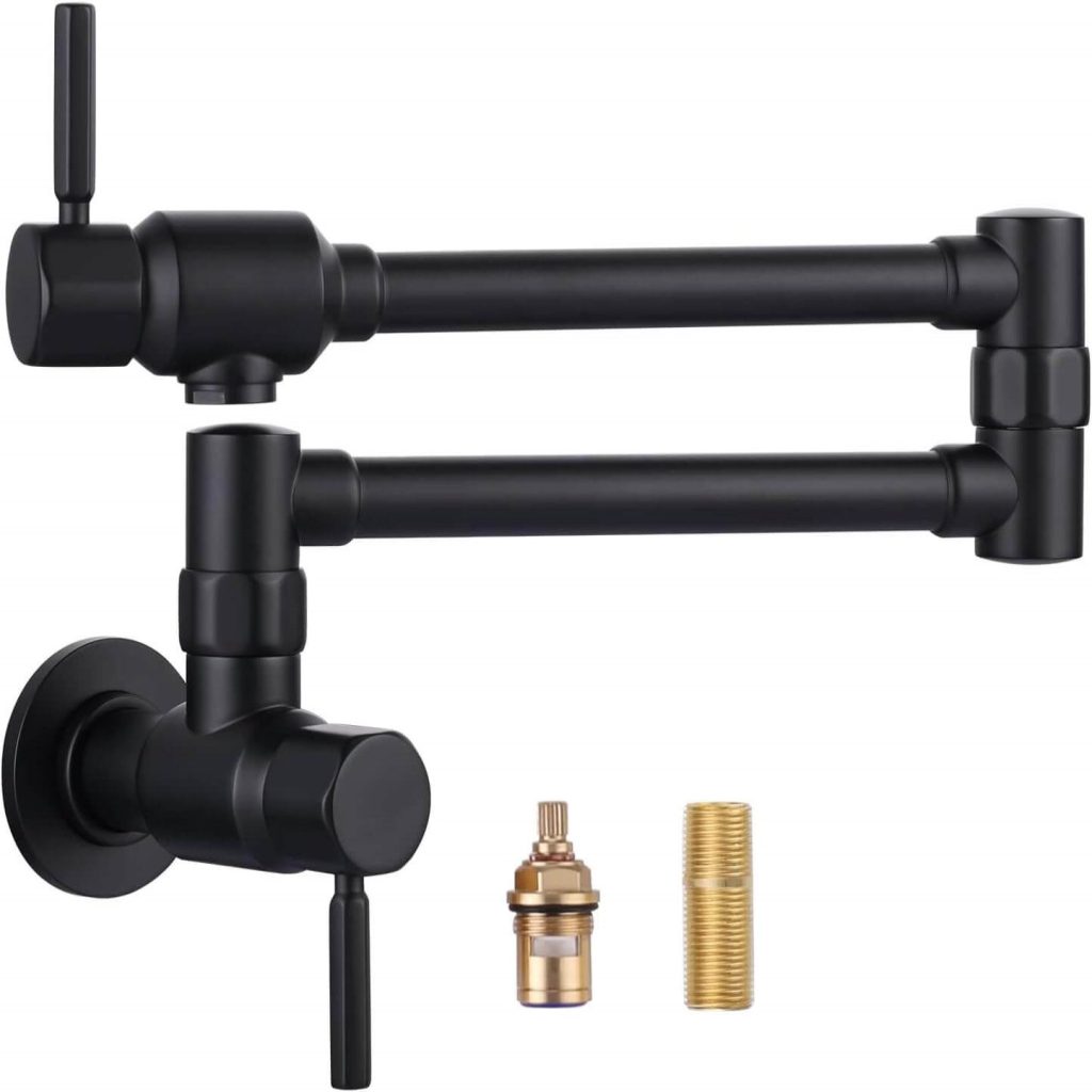 ALEASHA Solid Brass Made Matte Black Pot Filler Faucet, Wall Mount ...