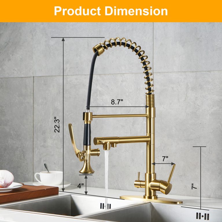 Commercial Double Handle Spring Pull Down Sprayer Kitchen Faucet with ...