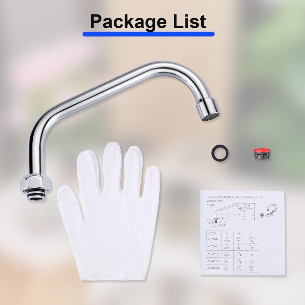8 in. Commercial Faucet Swivel Spout Replacement in Polished Chrome ...